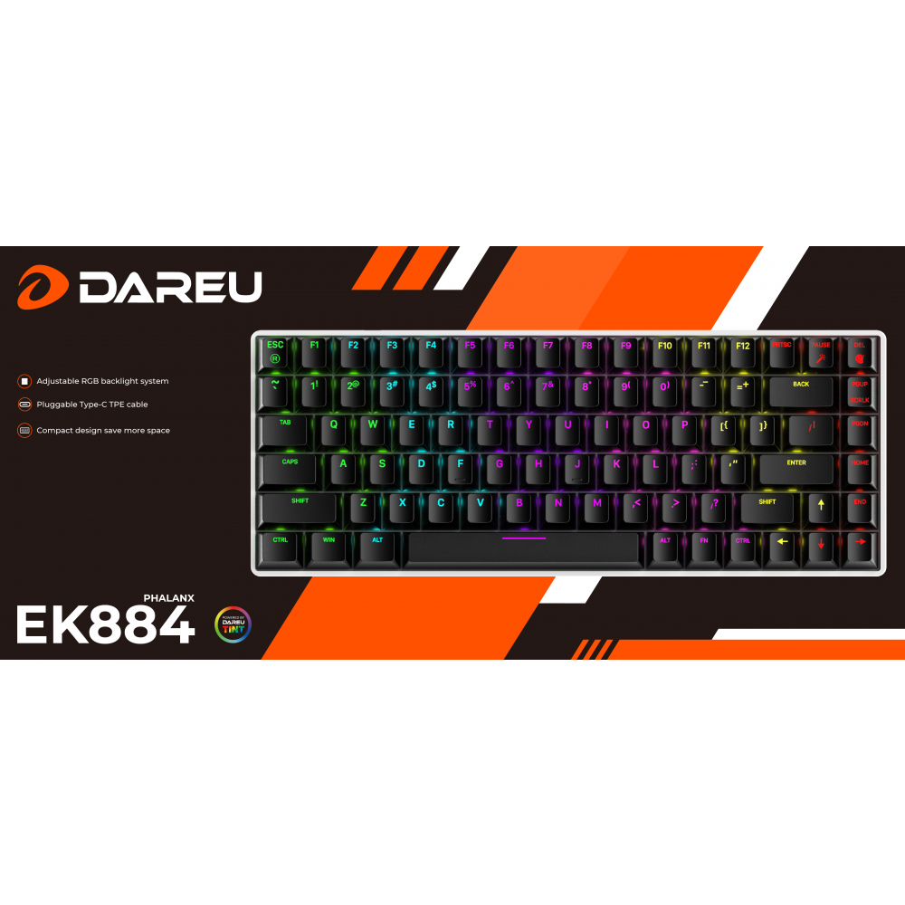 Bàn Phím Cơ Dareu EK884 RGB (USB/Đen/Blue Sw)